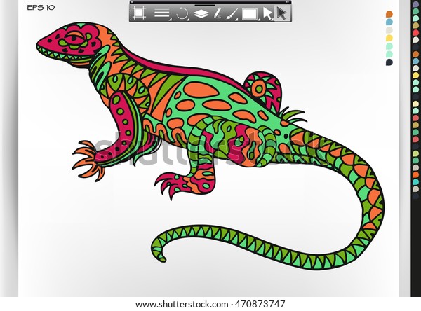 Lizard Animal Patterns Handdrawn Doodle Waves Stock Vector (Royalty ...