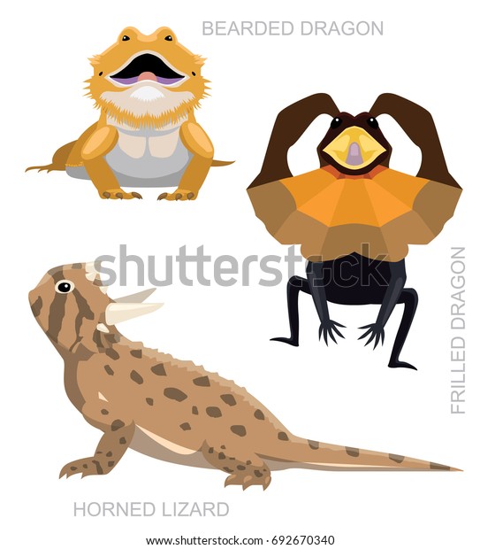 Lizard Dragon Set Cartoon Vector Illustration Stock Vector (Royalty ...