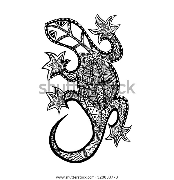 Lizard Hand Drawn Doodle Ethnic Patterned Stock Vector (Royalty Free ...
