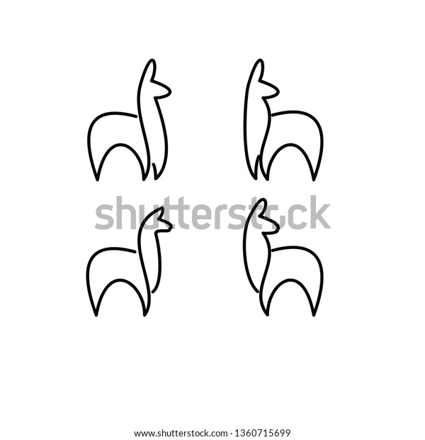 Llama Alpaca Farm Logo Line Style Stock Vector (Royalty Free ...