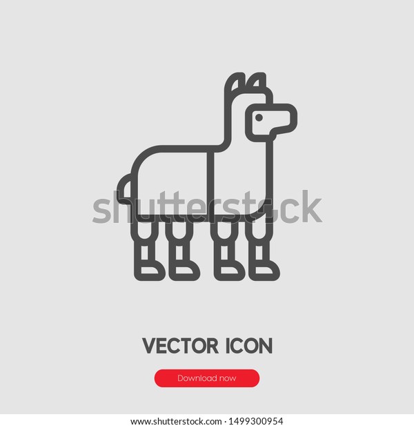 Llama Icon Vector Llama Symbol Linear Stock Vector (Royalty Free ...
