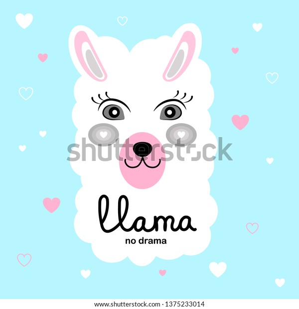 Llama No Drama Graphic Vector Postcard Stock Vector (Royalty Free ...