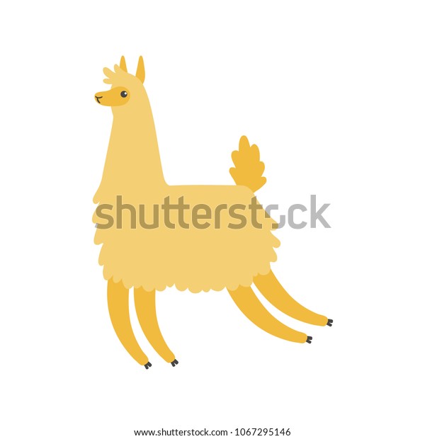 Llama Prancing Cute Character Illustration Flat Stock Vector (Royalty ...