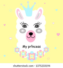Llama Princess Crown Graphic Vector Postcard Stock Vector (Royalty Free ...