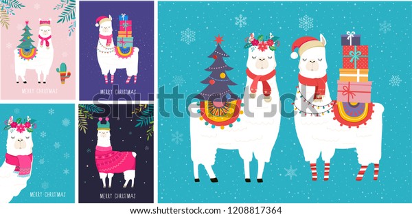 Llama Winter Illustration Cute Design Nursery Stock Vector (Royalty ...