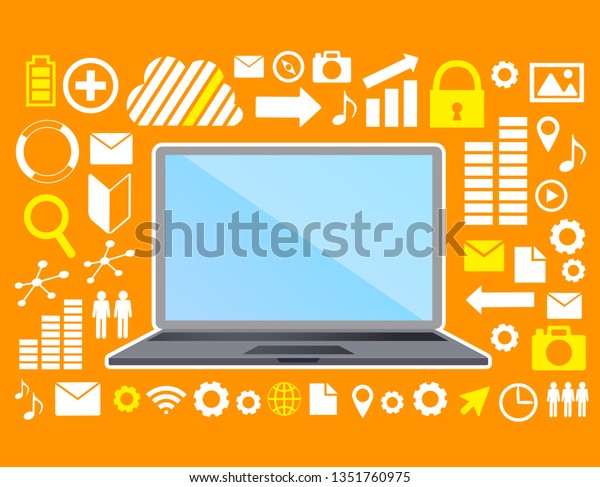 Llustration Flat Design Personal Computer Image Stock Vector (Royalty ...