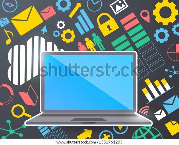 Llustration Flat Design Personal Computer Image Stock Vector (Royalty ...
