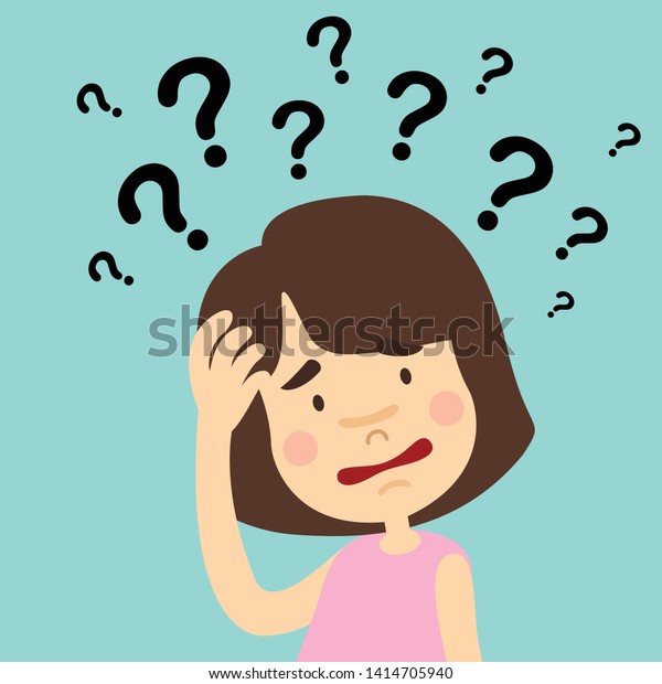 Llustration Girl Thinking Question Marks Vector: เวกเตอร์สต็อก (ปลอดค่า ...