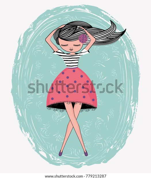 Llustration Girl Vector Character Design Cute Stock Vector (Royalty ...