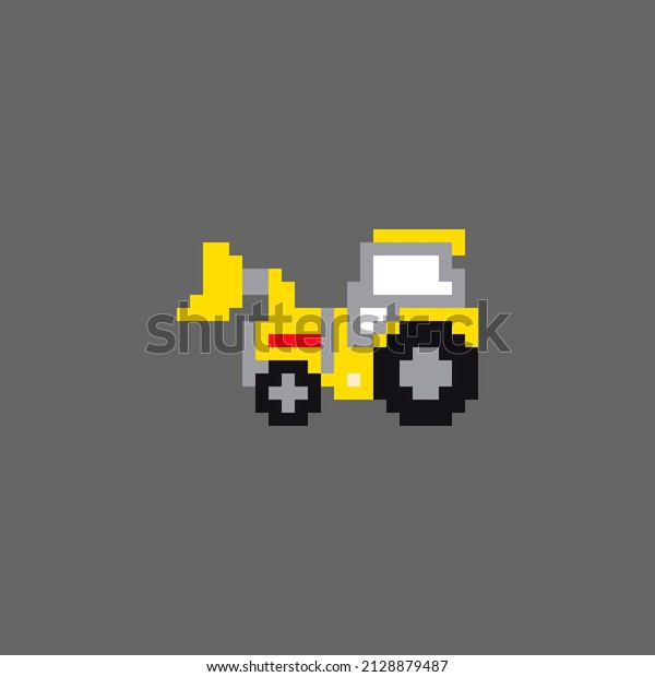 Loader Pixel Art Construction Vehicle Icon: เวกเตอร์สต็อก (ปลอดค่า ...
