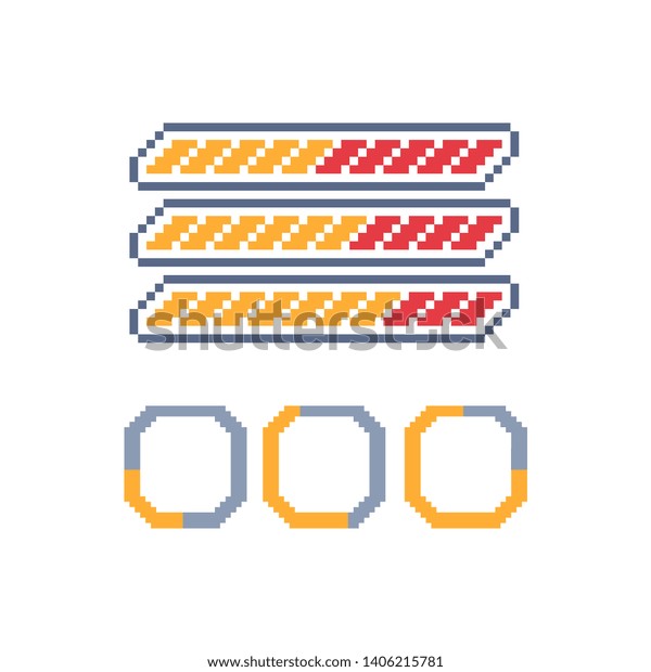 Loading Bar Pixel Art Icons Set: vector de stock (libre de regalías ...