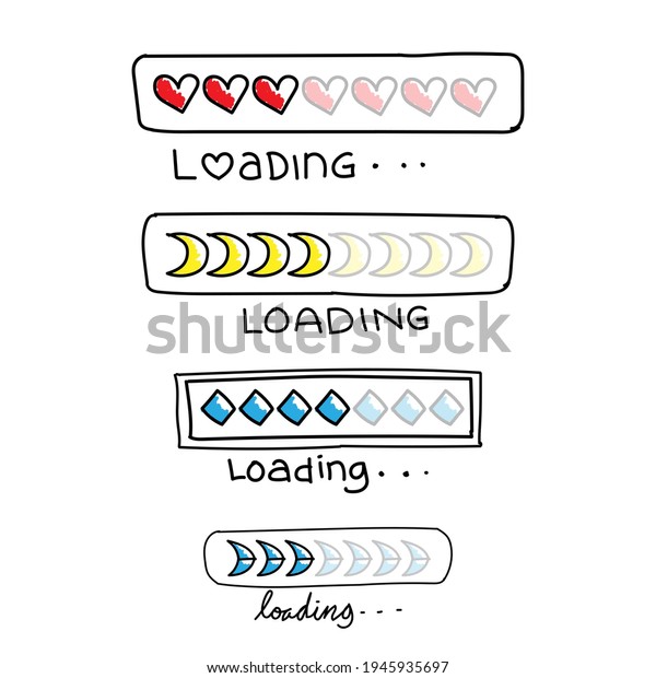 Loading Bar Sign Doodle Set Stock Vector (Royalty Free) 1945935697 ...