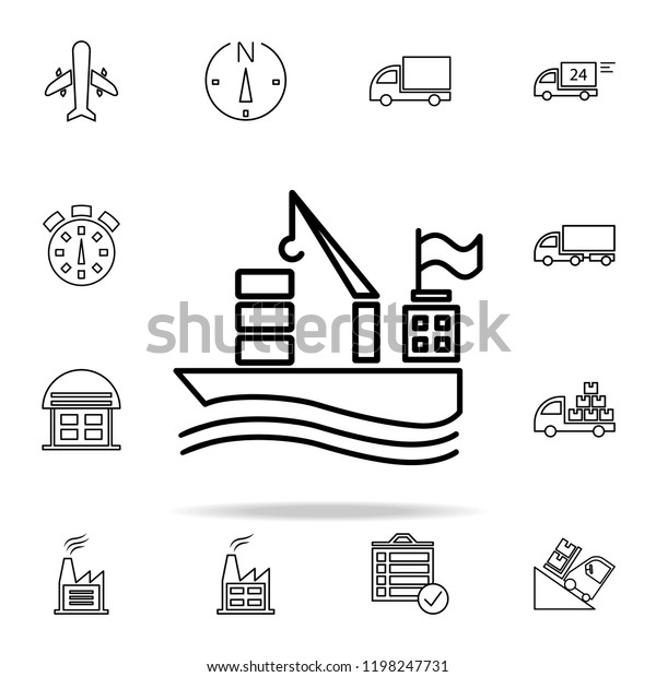 Loading Ship Outline Icon Cargo Logistic Stock Vector (Royalty Free ...