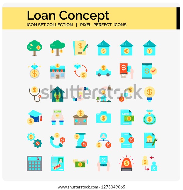 Loan Concept Icons Set Pixel Perfect Stock Vector (Royalty Free ...