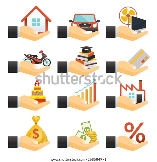 Loan Hands Objects Credit Business Marketing Stock Vector (Royalty Free ...