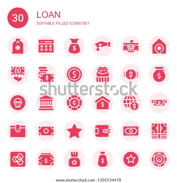 Loan Icon Set Collection 30 Filled Stock Vector (Royalty Free ...