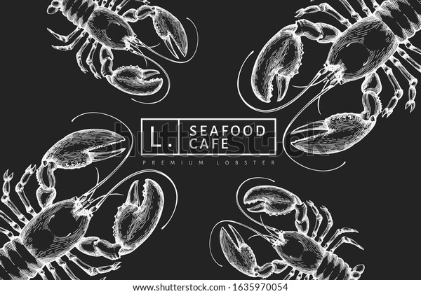 Lobster Banner Template Hand Drawn Vector Stock Vector (Royalty Free ...