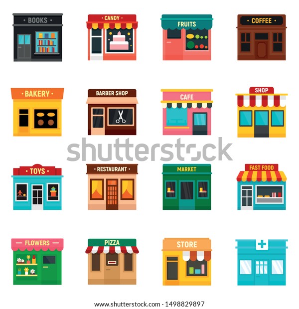 Local Business Icons Set Flat Set Stock Vector (Royalty Free) 1498829897