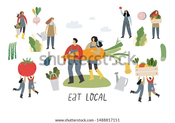 Local Organic Production Cartoon Vector Illustration Stock Vector ...