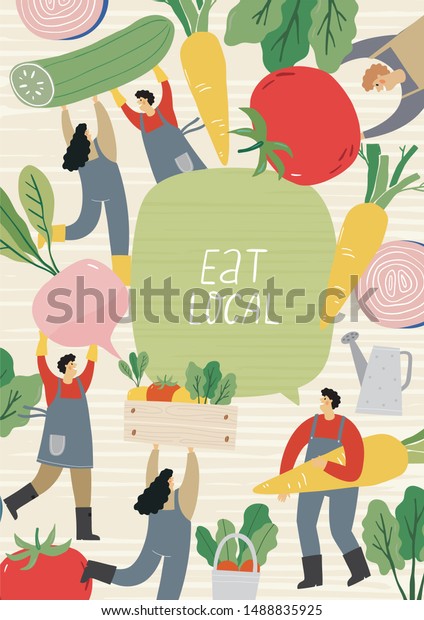 Local Organic Production Cartoon Vector Illustration Stock Vector ...