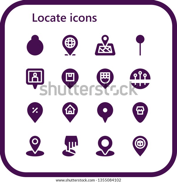 Locate Icon Set 16 Filled Locate 스톡 벡터(로열티 프리) 1355084102