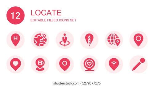 Locate Icon Set Collection 12 Filled Stock Vector (Royalty Free ...
