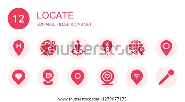 Locate Icon Set Collection 12 Filled Stock Vector (Royalty Free ...
