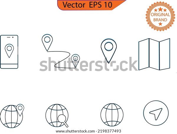 Location Icons Map Icons Transparent Background Stock Vector (Royalty ...