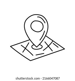 Location Linear Icon Sketch Hand Drawn Stock Vector (Royalty Free ...