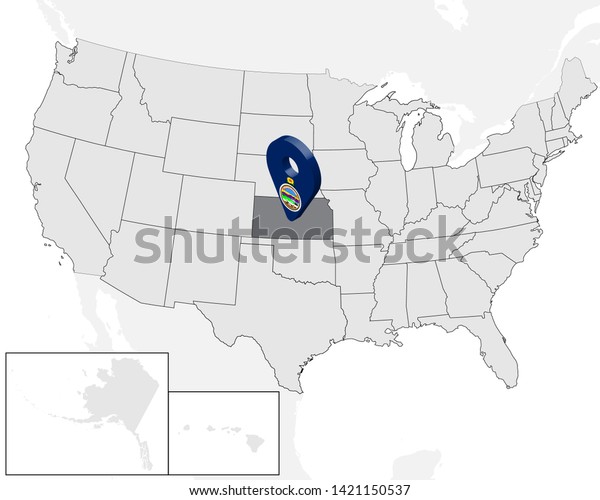 Location Map Kansas On Map Usa Stock Vector (Royalty Free) 1421150537 ...