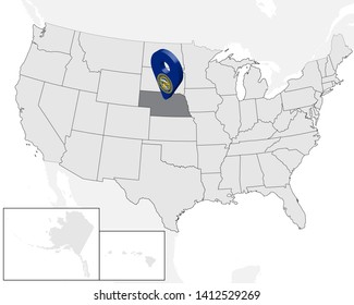 Location Map State Nebraska On Map Stock Vector (Royalty Free ...