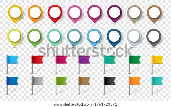 Location Pins Set Isolated Transparent Background Stock Vector (Royalty ...