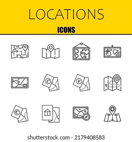 Locations Vector Line Icons Set Map Stock Vector (Royalty Free ...