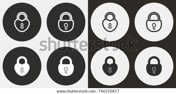 Lock Black White Vector Icons Round Stock Vector (Royalty Free ...