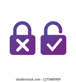 Lock Cross Check Mark Lock Unlock Stock Vector (Royalty Free ...
