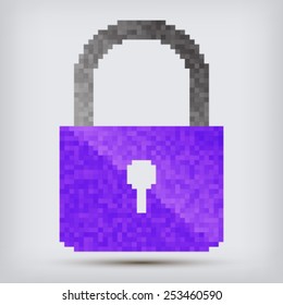 Lock Icon Pixel Art Style: vector de stock (libre de regalías ...
