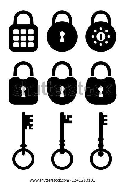 Lock Key Closed Locks Silhouette Vector: vector de stock (libre de ...