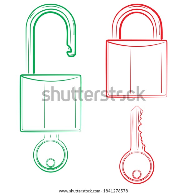 Lock Open Lock Closed Vector Outline Stock Vector (Royalty Free ... Lock Open Lock Closed Vector Outline Stock Vector (Royalty Free ...