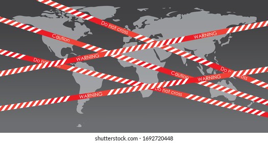 Lockdown Barrier Red Tape Over World Stock Vector (Royalty Free ...
