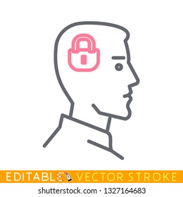 Locked Mind Concept Icon White Background Stock Vector (Royalty Free ...