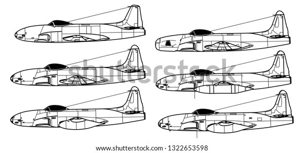 Lockheed F80 Shooting Star Outline Vector : image vectorielle de stock ...