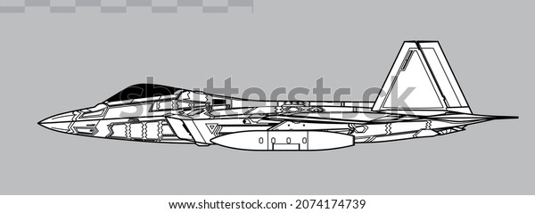 Lockheed Martin F22 Raptor Vector Drawing Stock Vector (Royalty Free ...