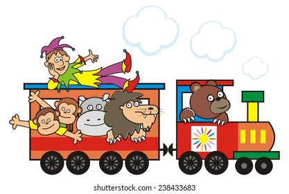 Playful Monkey On Train Illustration Stock Vector (Royalty Free ...