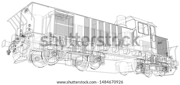 Locomotive Train Eps10 Format Wireframe Vector Stock Vector (Royalty ...