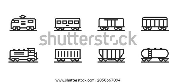 Locomotive Wagon Icon Set Train Railway Stock Vector (Royalty Free ...