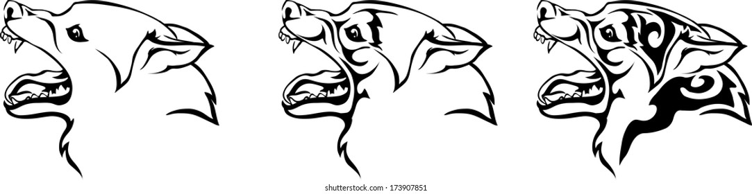 Lodging Head Snarling Dogs Stock Vector (Royalty Free) 173907851 ...