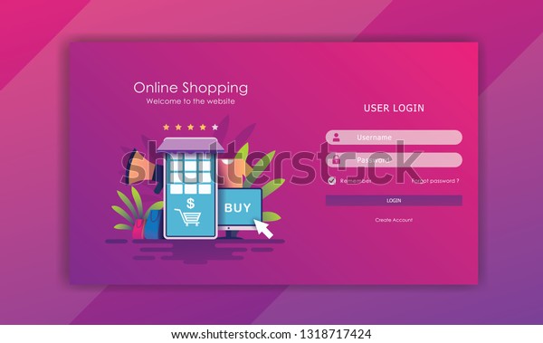 Log Page Design Online Shoping Template Stock Vector (Royalty Free ...