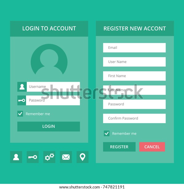 Log Register Web Screens Sites Vector Stock Vector (Royalty Free) 747821191