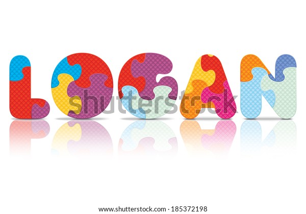 Logan Written Alphabet Puzzle Vector Illustration Stock Vector (Royalty ...