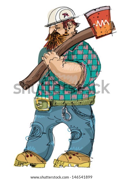 Logger Ax Cartoon Stock Vector (Royalty Free) 146541899